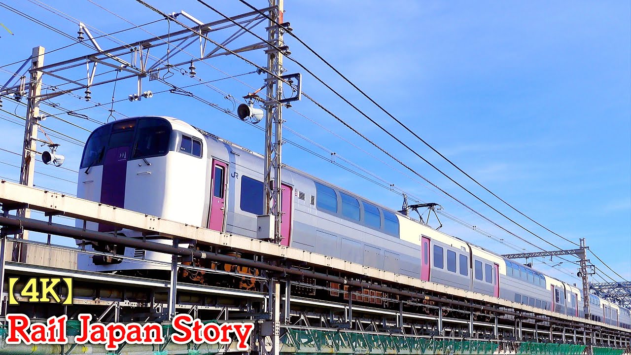 215 Series All Double Decker Train crossing the Tama river, Kawasaki ...