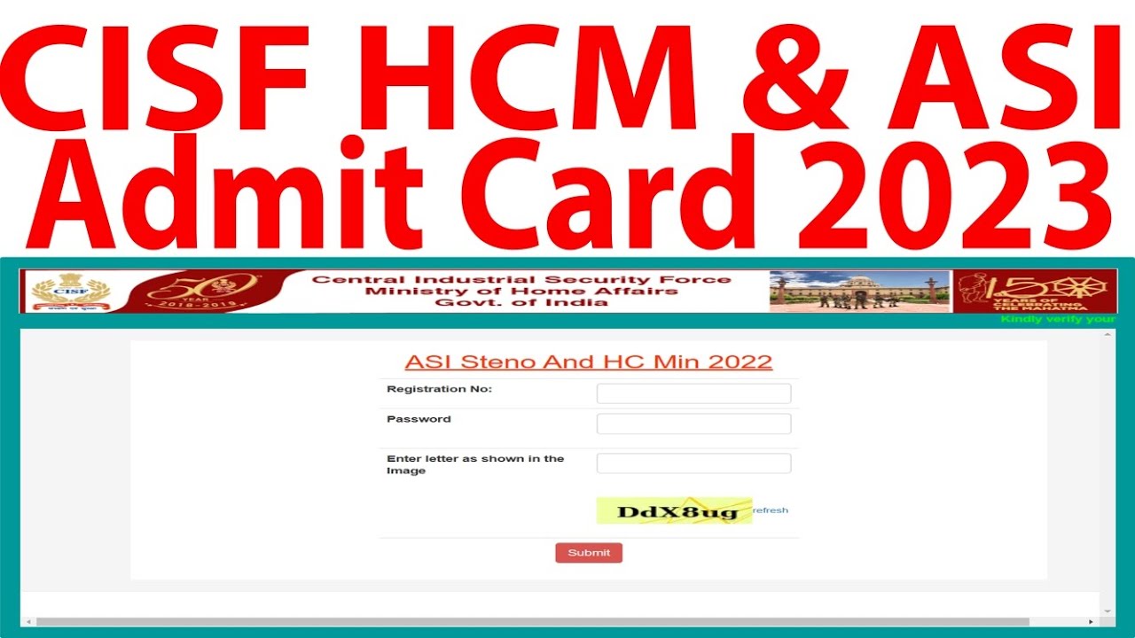 CISF HCM & ASI Admit Card 2023 CISF HCM Physical Admit Card 2022 CISF ...