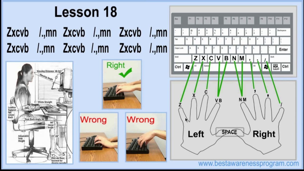 Typing course Lesson: 18 - YouTube