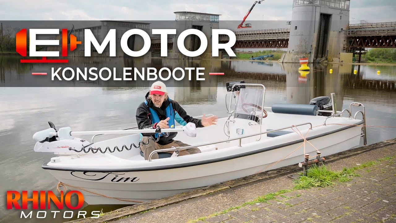 GFK-Angelboote: Rhino Außenbord Elektro-Motoren am offenen Konsolen ...
