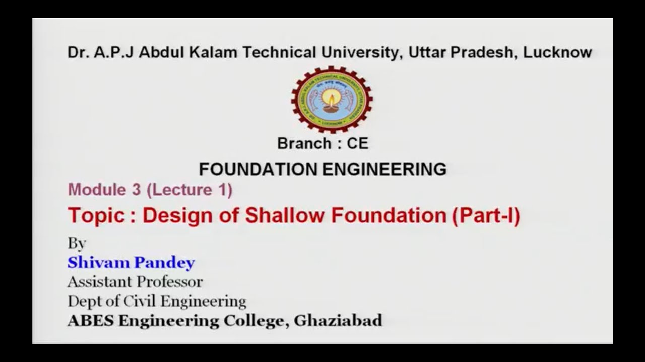 Foundation Engineering | Design of Shallow Foundation Part-1| AKTU ...