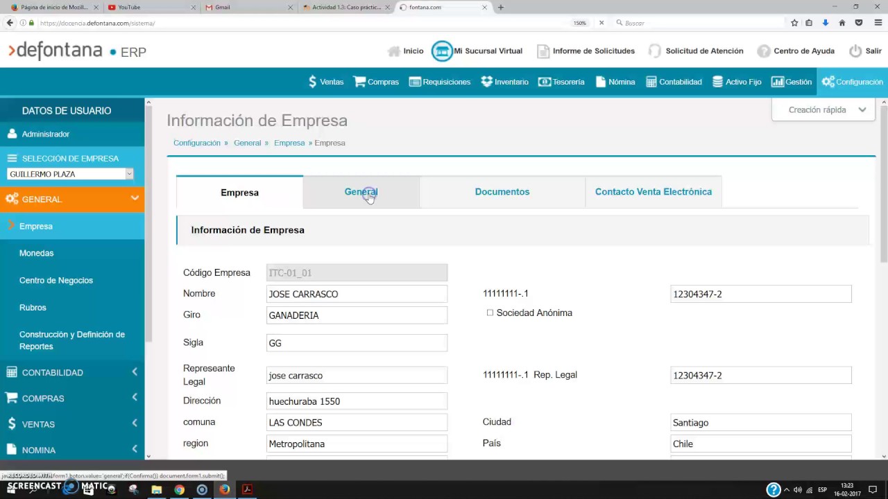 Operacion Inicial con el ERP Defontana. - YouTube