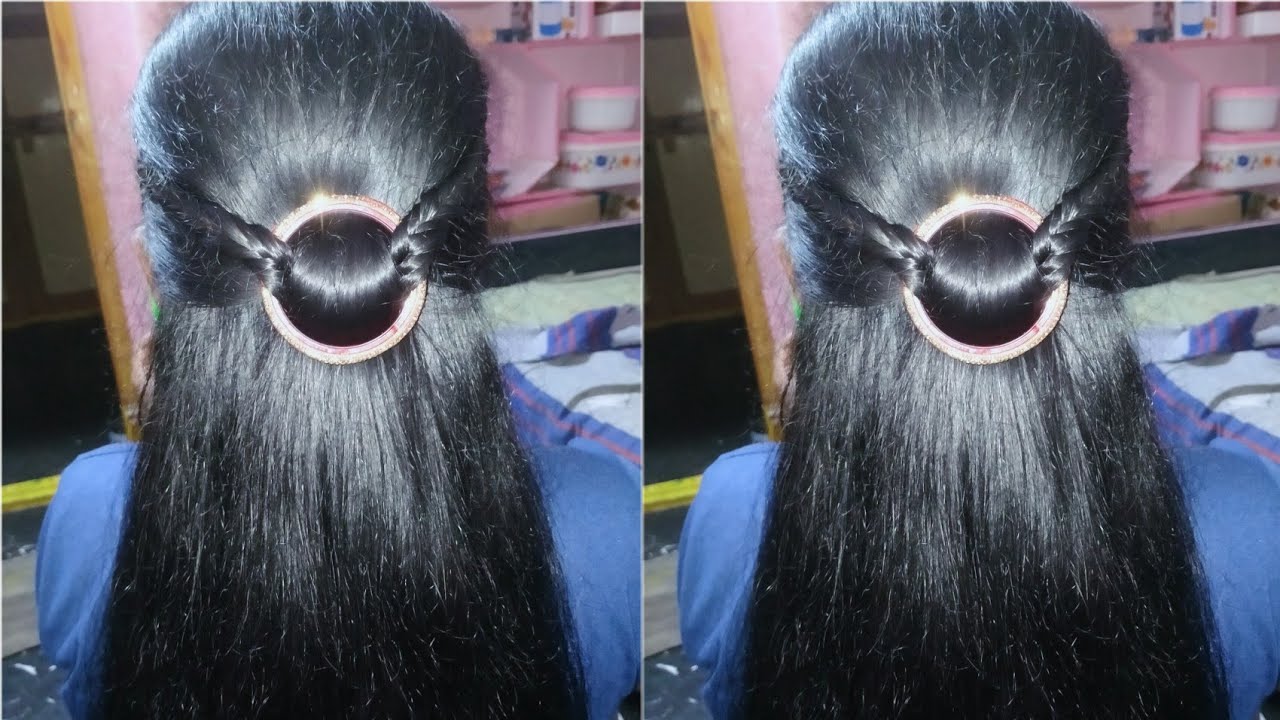 Bangle hair style//gaajutho hairstyle na paddhatilo.. hair style 27in ...