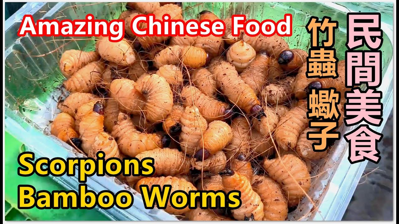 Amazing Chinese Food Scorpions Bamboo Worms Yummy 民間美食 蠍子 非常好吃啊 營養豐富 蠍子 ...