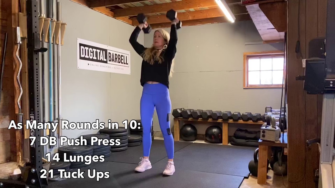 WOD push press lunges tucks - YouTube