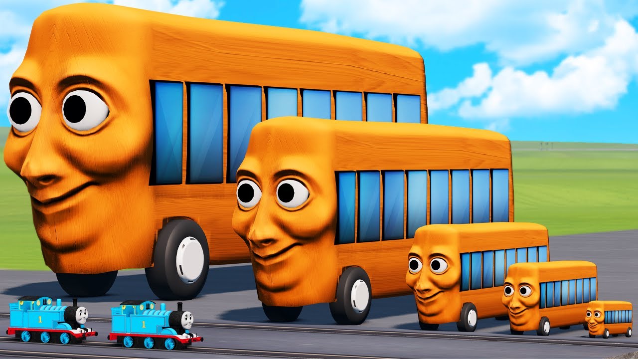 Big & Small Bus Tung Tung Tung Sahur vs Trains | BeamNG.Drive - YouTube