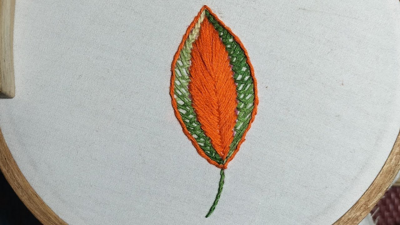 How to make fancy leaf hand embroidery design, fancy leaf hand ...