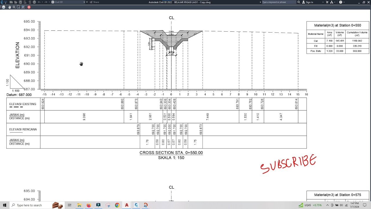MEMBUAT CROSS SECTION IRIGASI MENGGUNAKAN CIVIL 3D - YouTube
