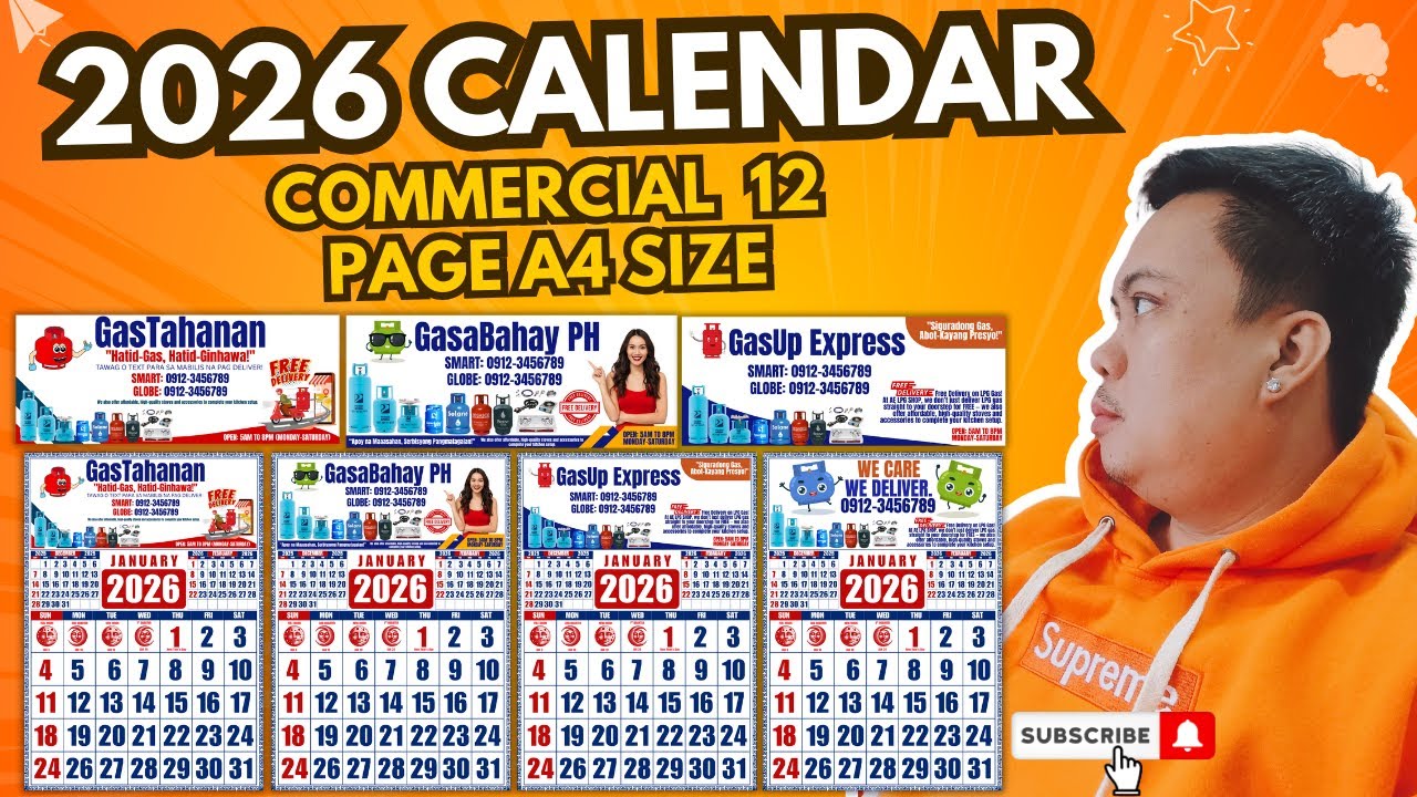 2026 COMMERCIAL CALENDAR 12 PAGES A4 SIZE | LPG GAS STORE ADVERTISEMENT ...