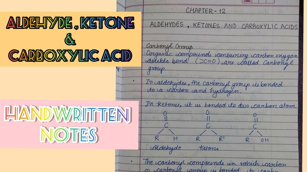 Class 12 Aldehyde, Ketone and Carboxylic acid Handwritten Notes - YouTube