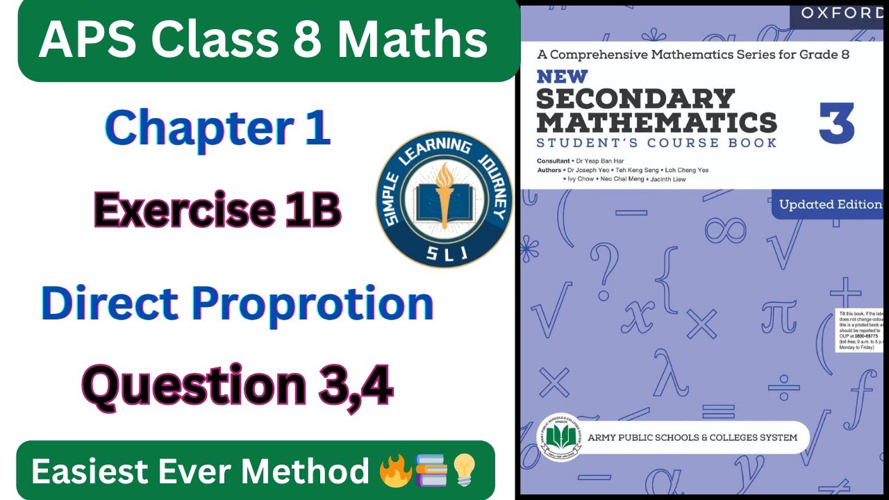 Exercise 1B Question 3 and 4 | APS Maths class 8 | Direct proportion ...