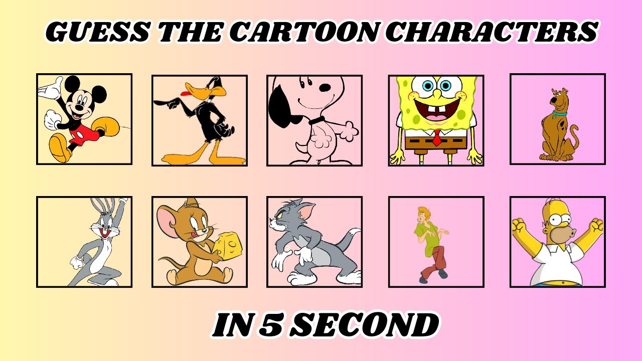 Guess The Cartoon Character in 5 Second - YouTube