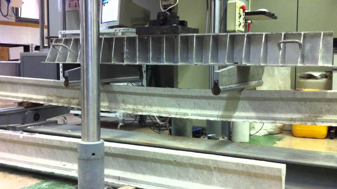 Prestressed concrete beam test - YouTube
