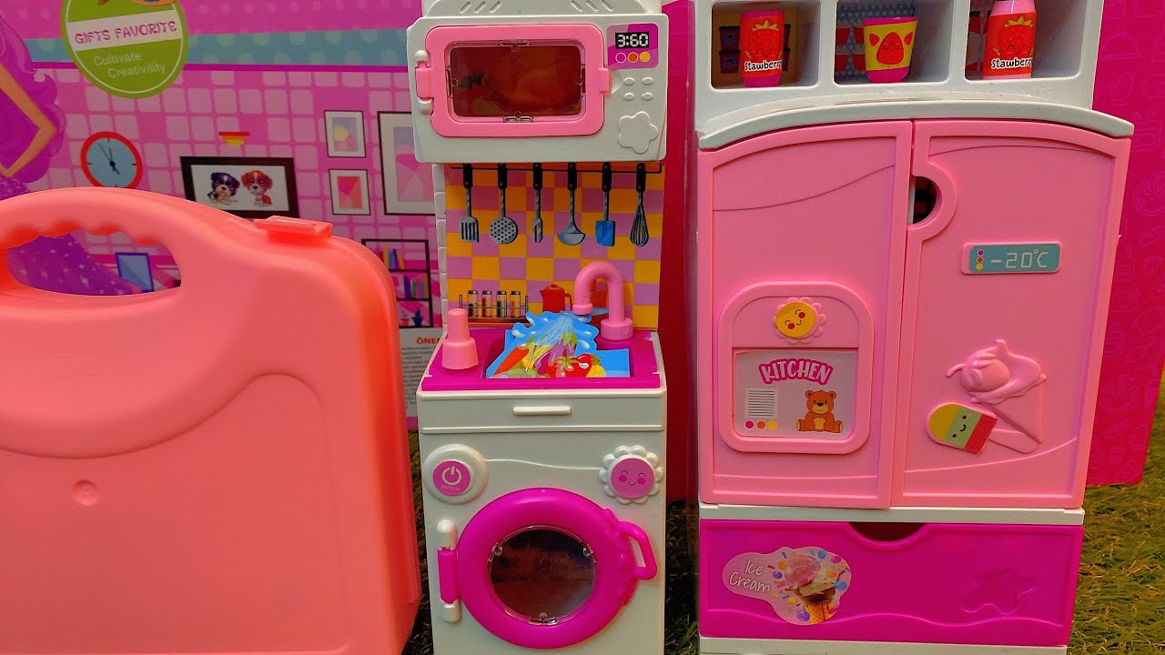 12 Minutes Satisfying with Unboxing Cute Pink Kitchen Cooking Play Set ...