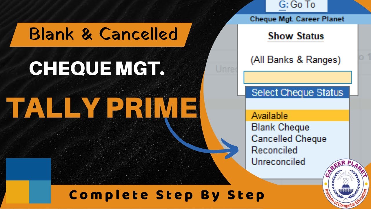 Cheque Management in Tally Prime | Chapter 43 | Tally Prime Course - YouTube