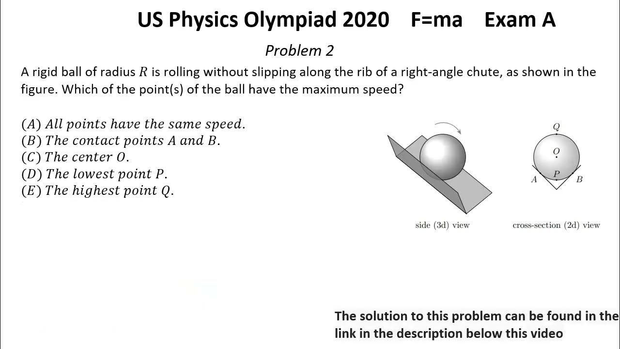 US F=ma Physics Olympiad 2020. First Round. Exam A. Problems 1-3 of 25. Mechanics - YouTube
