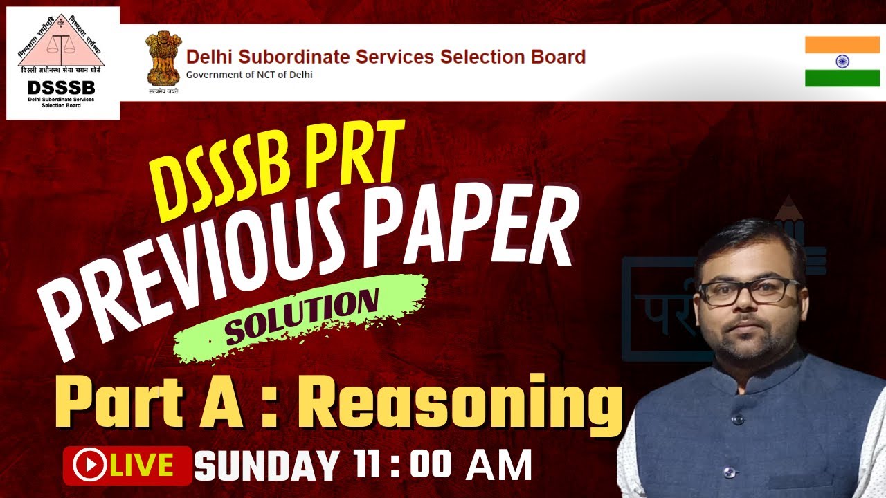 DSSSB PRT Reasoning- Previous Paper Solution -Part -A - YouTube