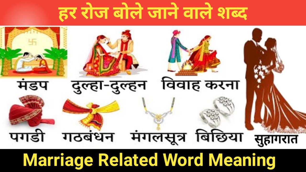 Marriage/Wedding Related Word Meaning With Pictures | शादी से जुड़े ...