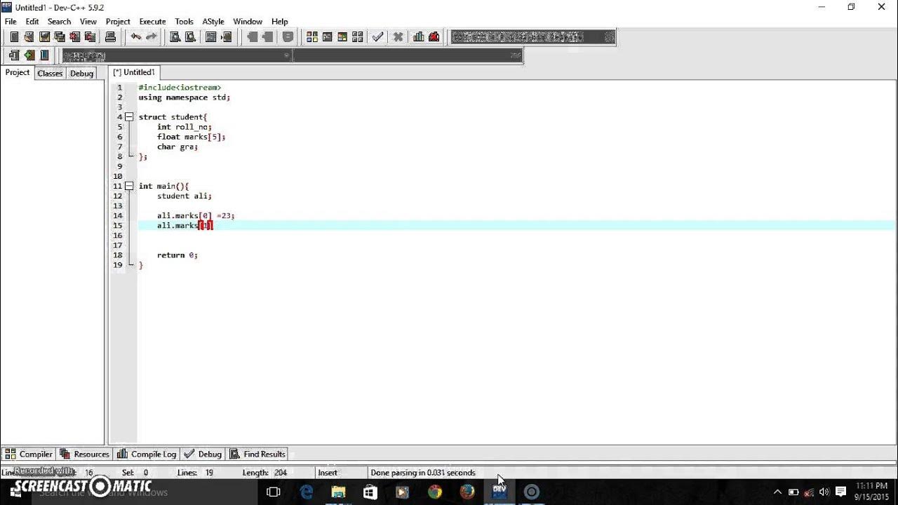 36 Array as a member of structure - YouTube