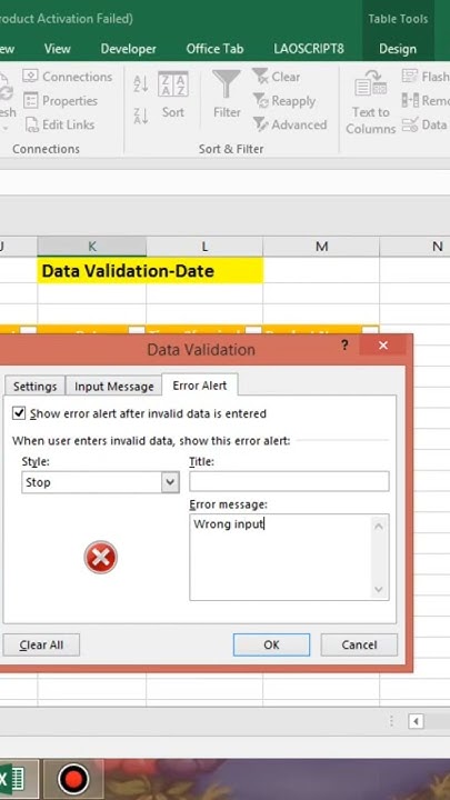 Data Validation- Date #shortsexcel - YouTube
