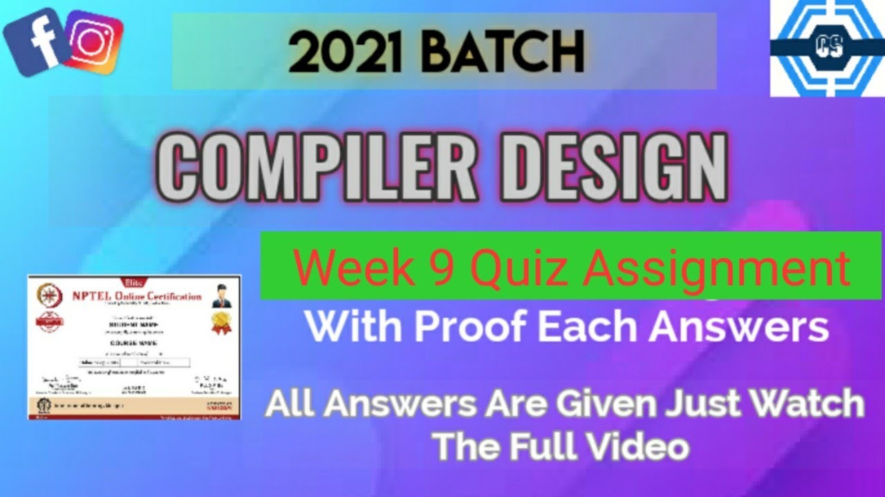 Compiler Design | Week 9 Answers 2021 | NPTEL || - YouTube