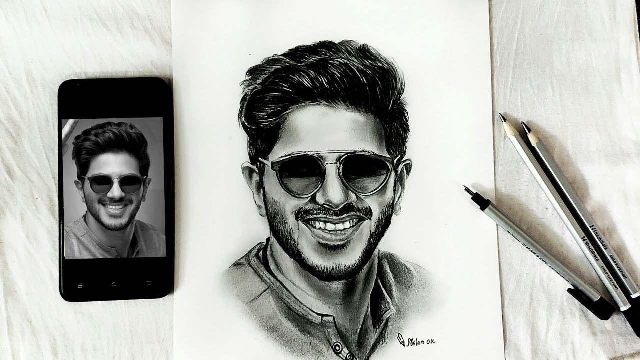 Dulquer Salman Drawing | Complete Tutorial | Realistic Pencil Drawing ...