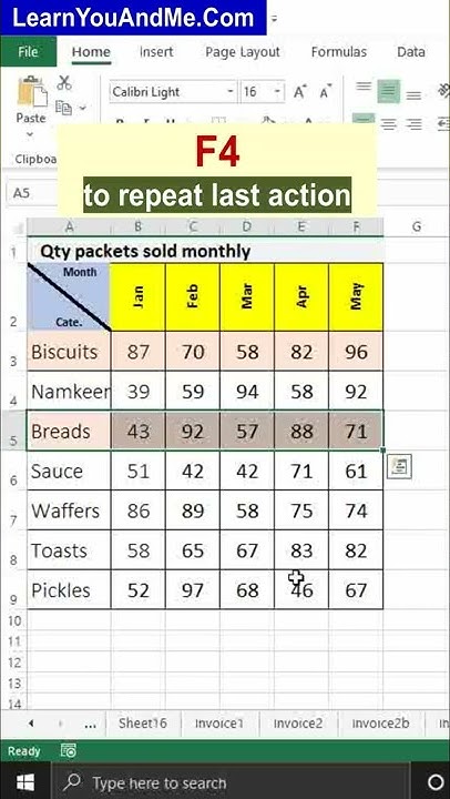 Useful ! Quickly repeat last action in Excel | Less mouse use #excelshorts #exceltricks - YouTube