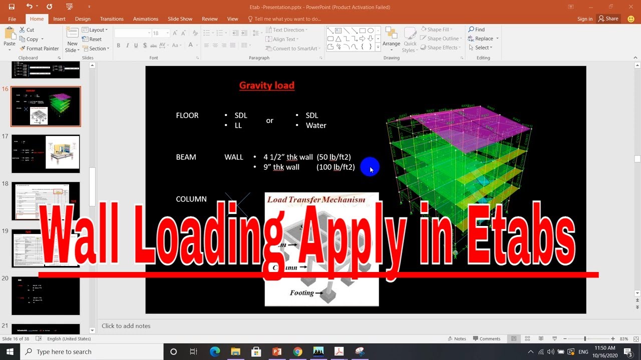 Wall Loading apply in Etabs Structure Design - YouTube