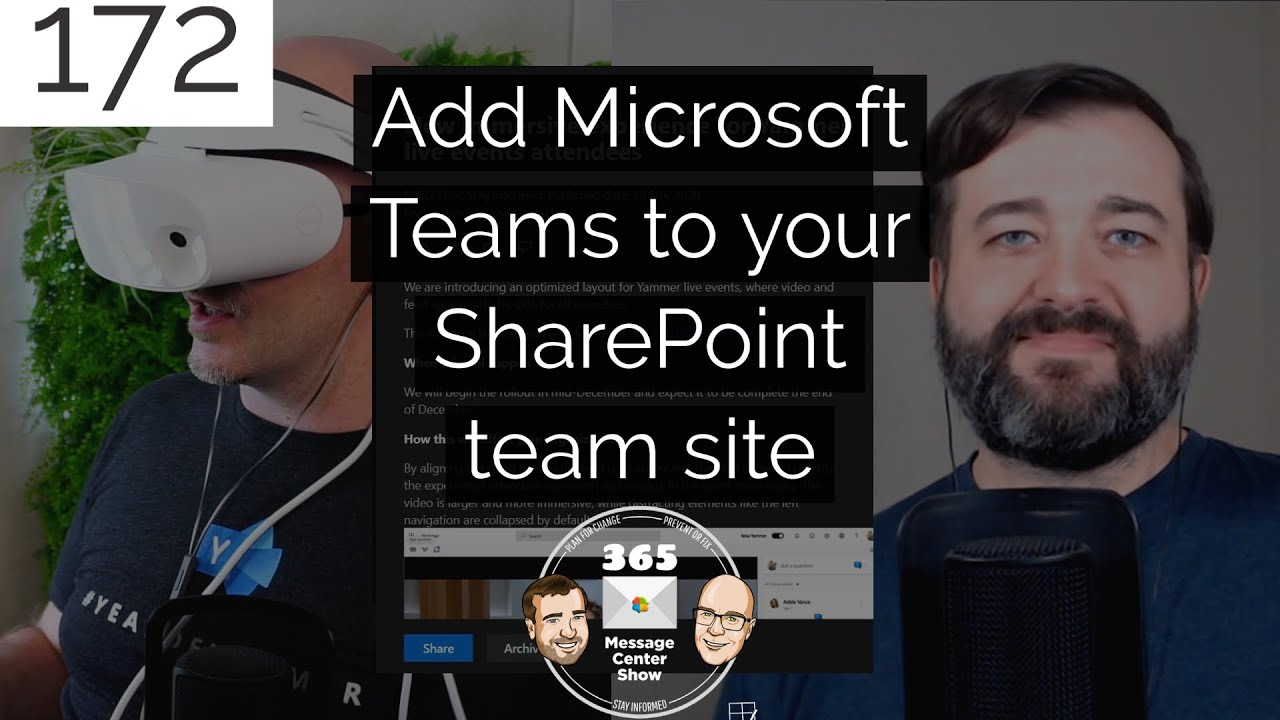 Add Microsoft Teams to your SharePoint team site - 365 Message Center ...