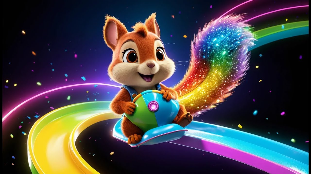 Sparkle Squirrel and the Rainbow Slide | Fun Squirrel Song for Kids | Colorful Adventure Rhyme ...