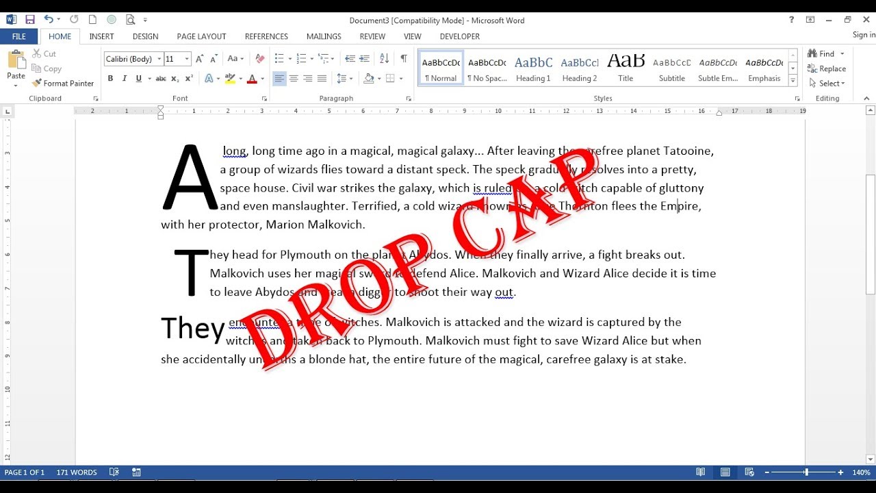 Cara membuat drop cap di Microsoft word 2013 - YouTube