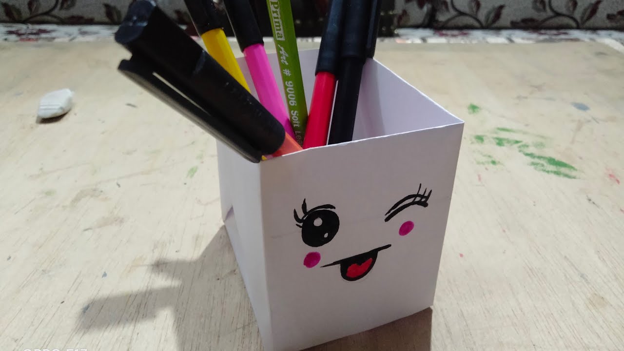 Pencil paper box creativity and art Origami paper box simple and very ...
