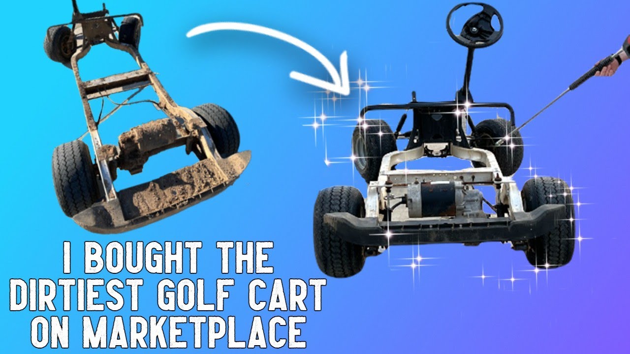 Pressure washing a nasty golf cart from marketplace. - YouTube