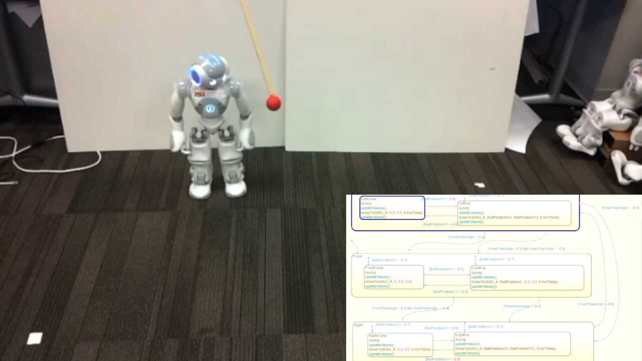 NAO Robot following Red Ball- Algorithm in StateFlow running in Matlab ...
