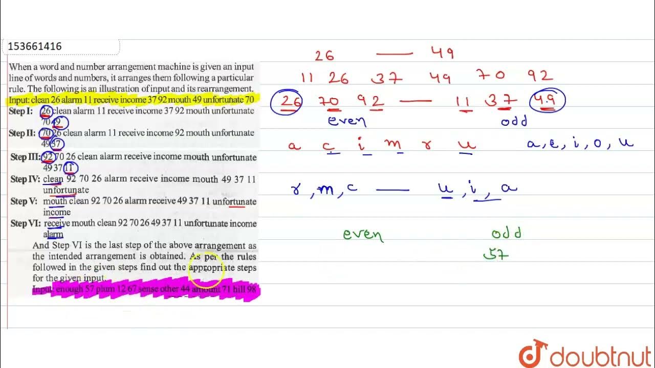 When a word and number arrangement machine is given an input line of words and numbers, it arran ...