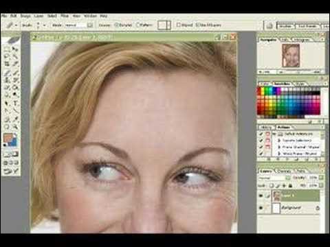remove eye wrinkles step by step photoshop tutorial - YouTube