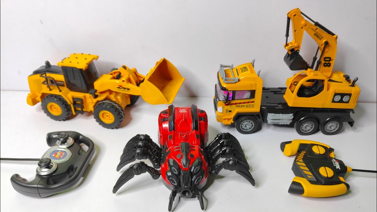 Rc Spider Machine with 3D lighting, Rc Bulldozer, Rc Truck and JCB ...