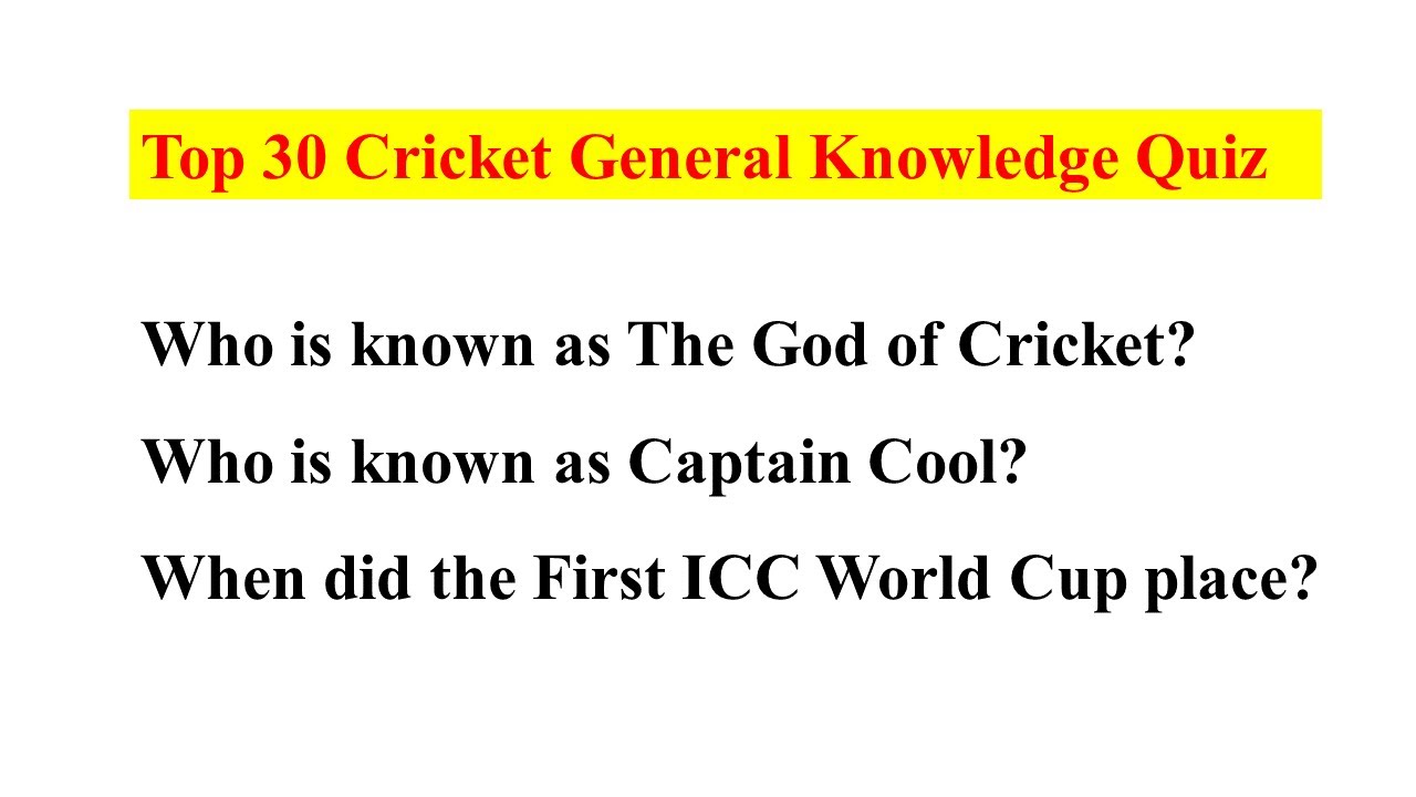 Top 30 Cricket General Knowledge Quiz | Gk Quiz | Cricket Quiz ...