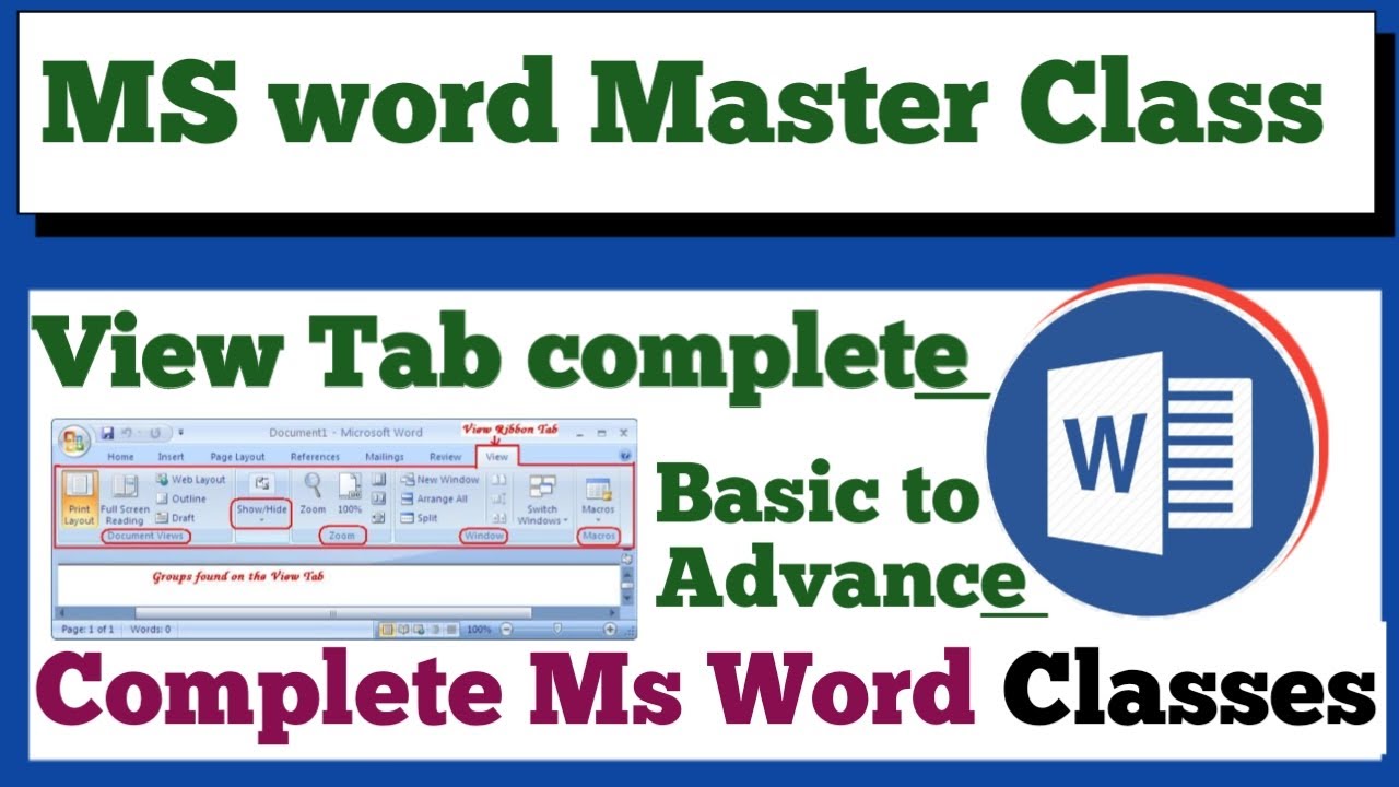 Msword View Tab master class // ms word efficiancy master class for ...