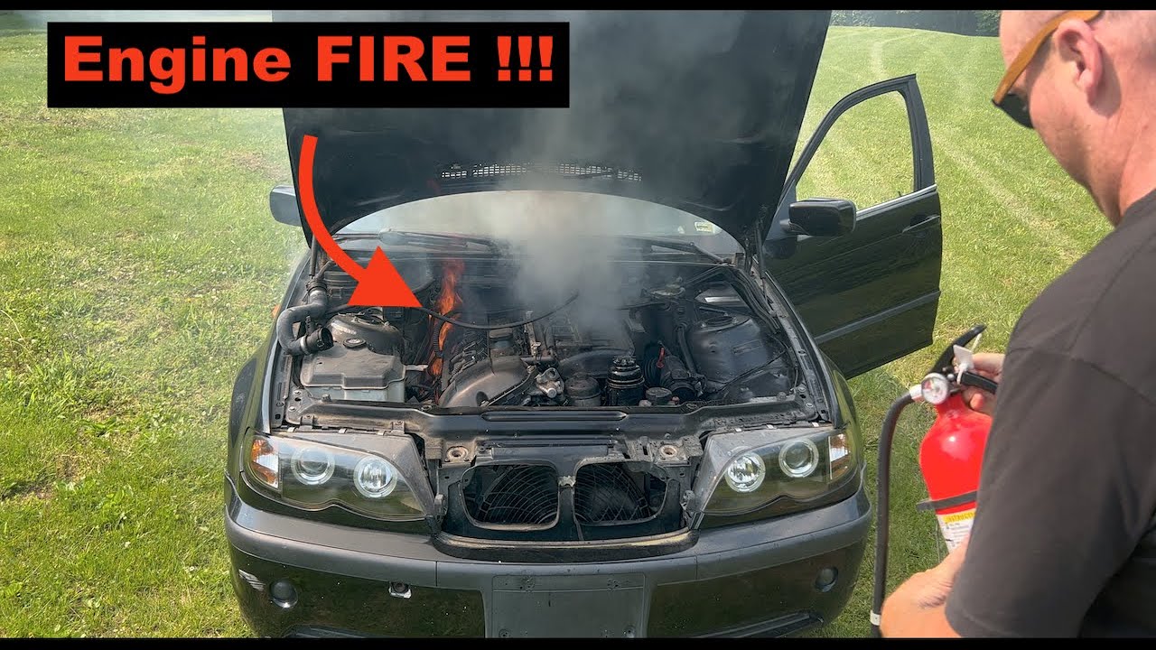 BIG ENGINE FIRE ON MY BMW E46 ... (NOT CLICKBAIT) - YouTube