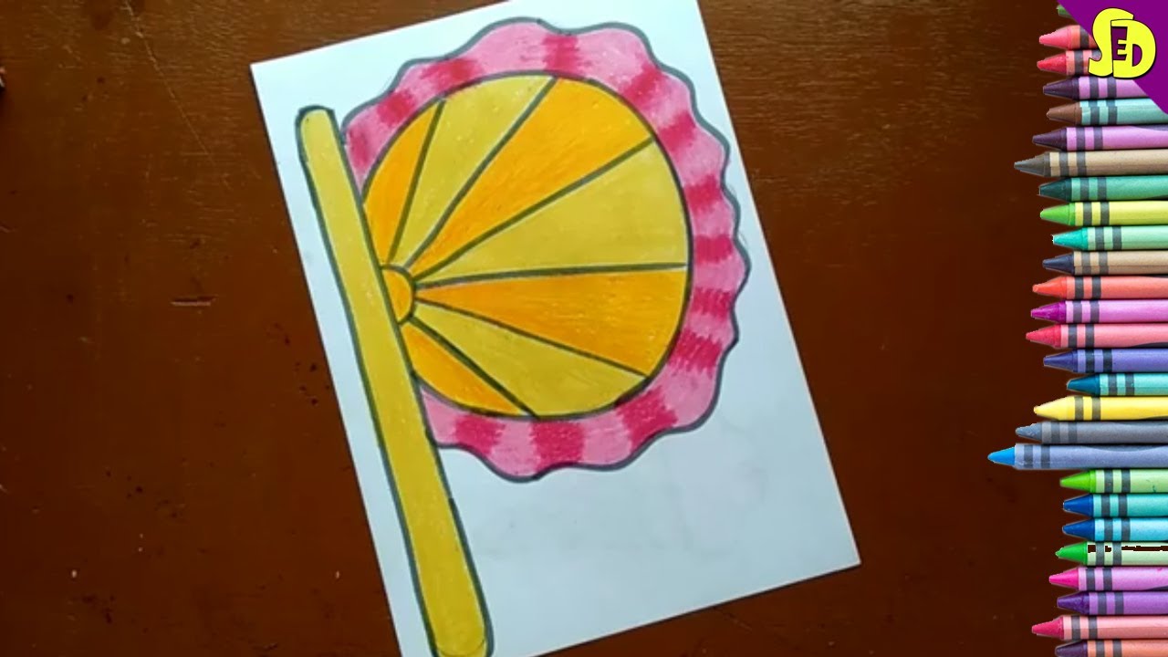 Hand fan drawing easy | Haat pakha drawing | তাল পাতার পাখা অঙ্কন ...