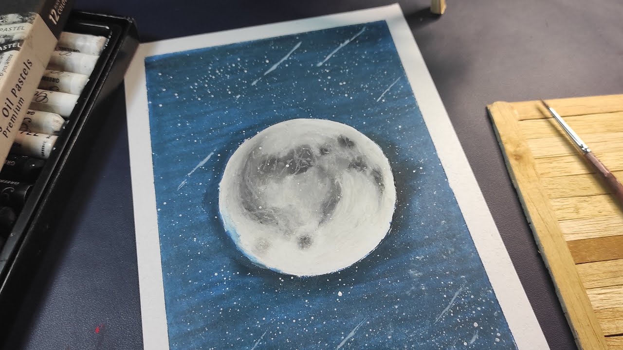 draw the moon easily using oil pastels. [ gambar bulan ]. - YouTube