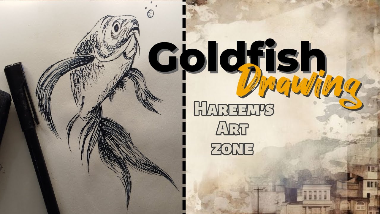 How to draw goldfish | Easy goldfish drawing | use a pointer to draw a ...