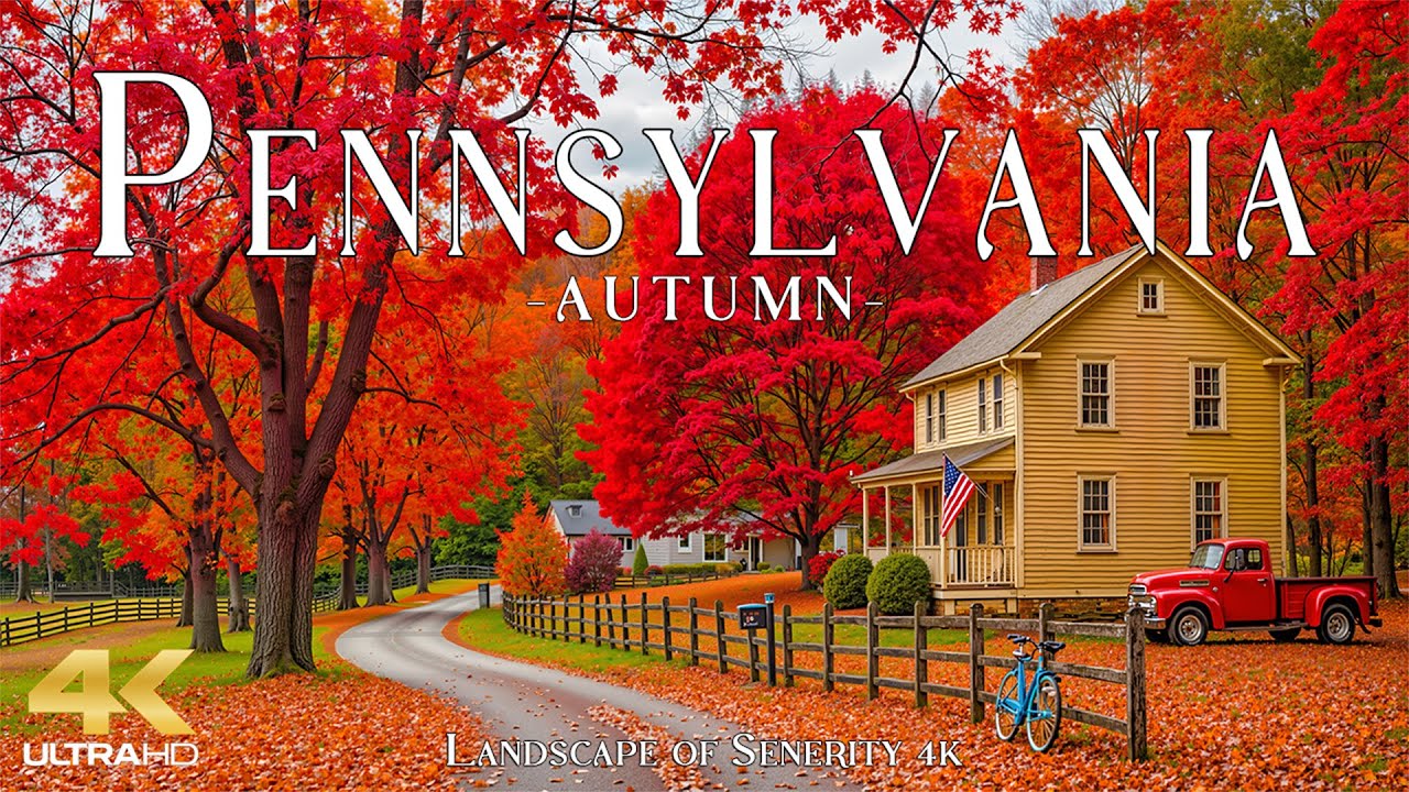 Autumn in Pennsylvania 4K UHD 🍁 Golden Forest Roads, Peaceful Farmlands ...