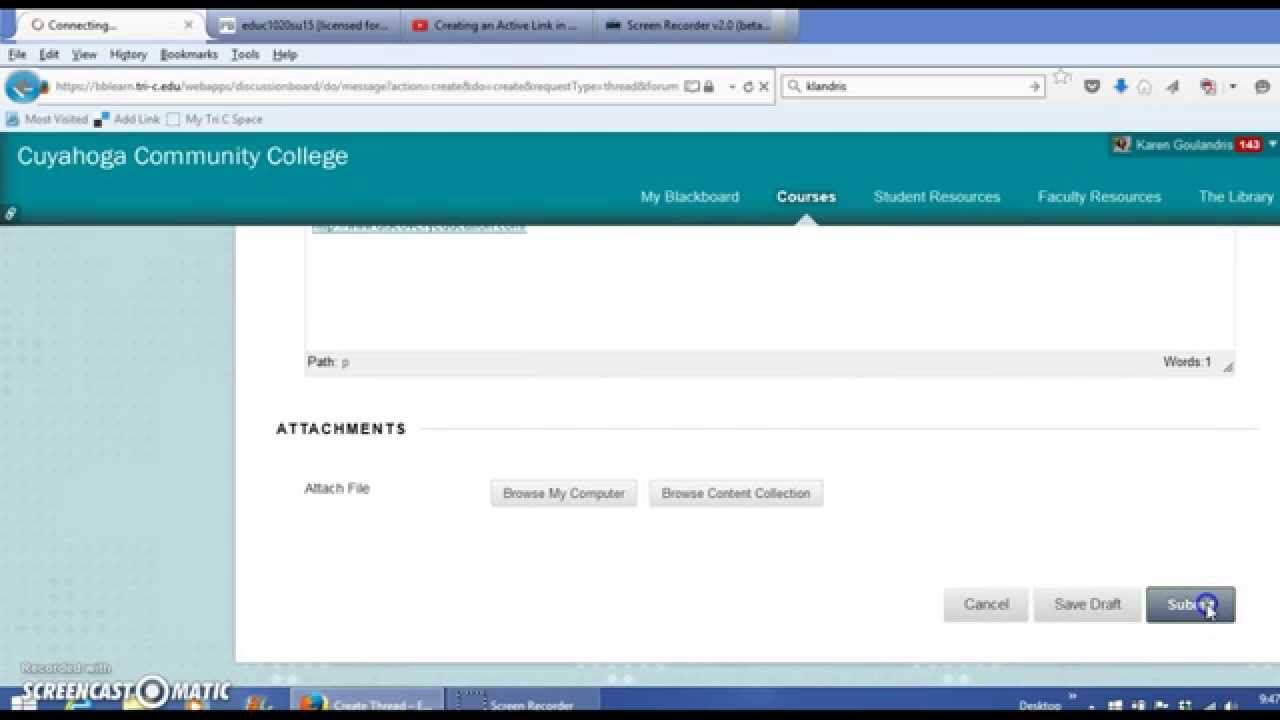 Creating an Active Link in Discussion Board - YouTube
