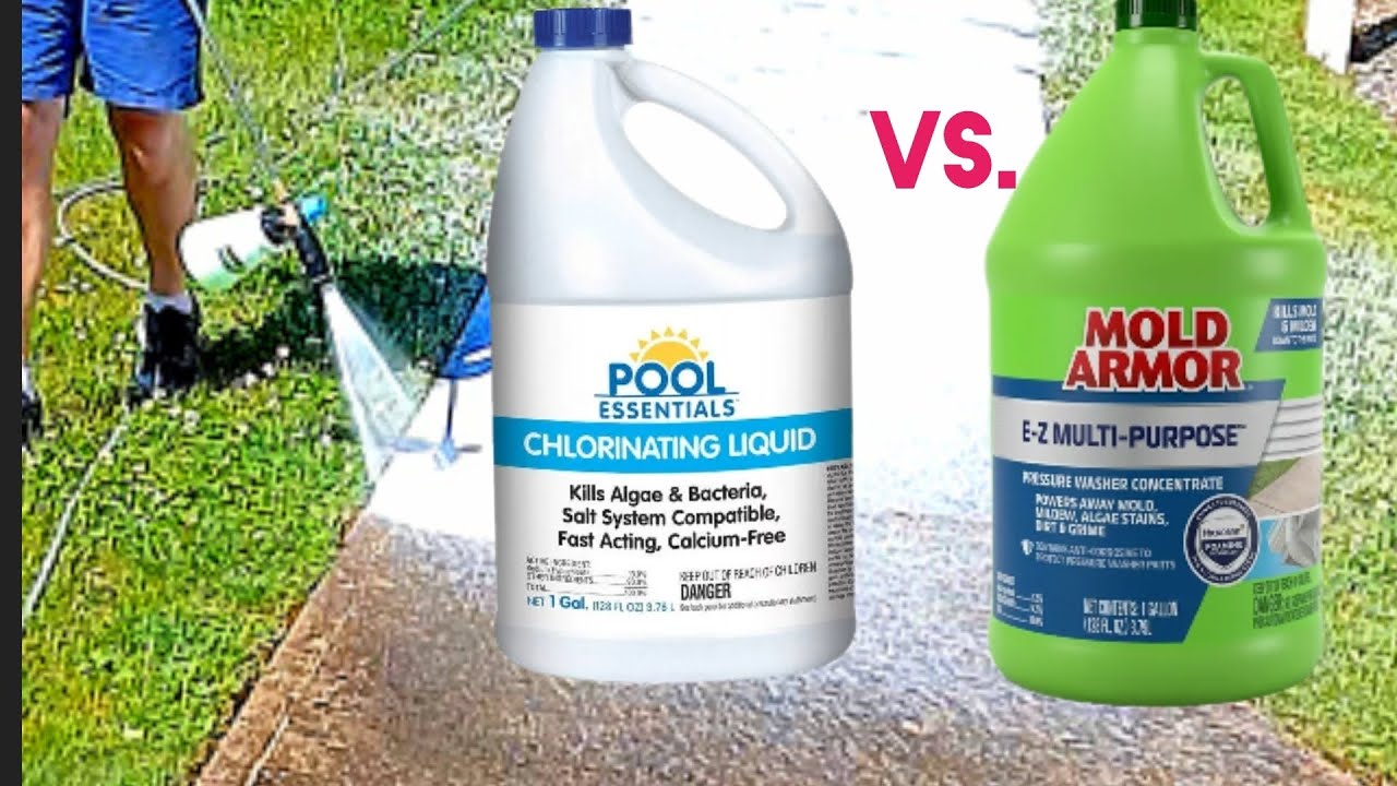 Pool Essentials chlorinated liquid VS. Mold Armor Multi-Purpose mold ...