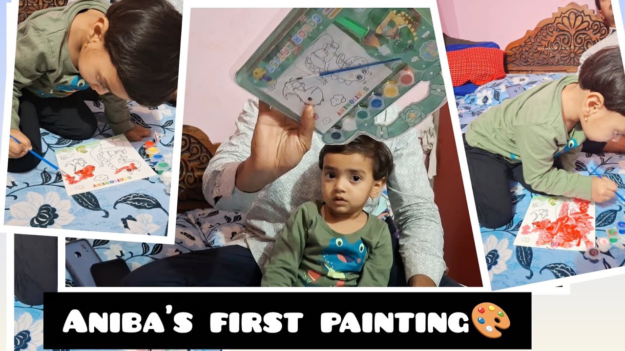 Aniba's First Painting🎨 | Aniba ki pehli Painting | Gift Unboxing 🎁 ...