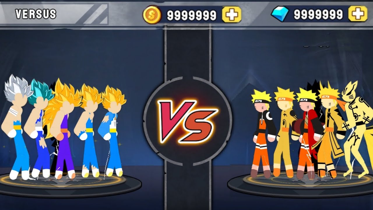Stickman Warriors Vegeta All Forms Vs Naruto All Forms! - YouTube