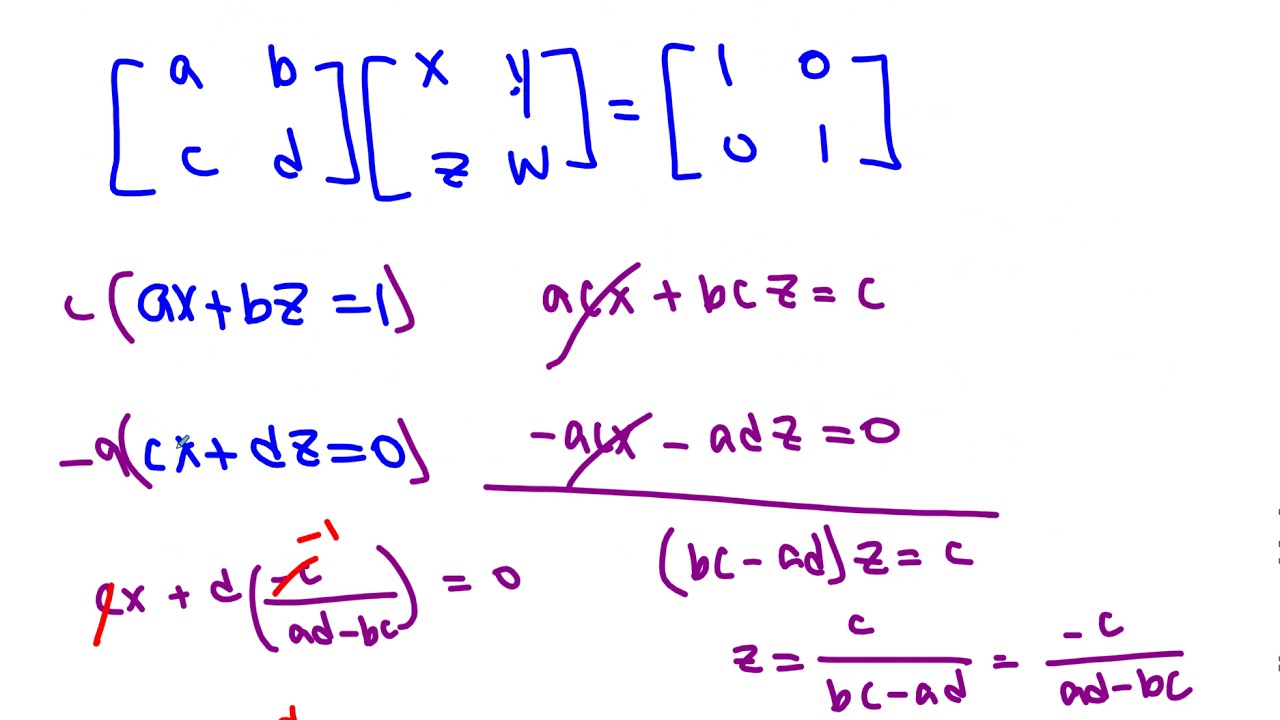 Pre Calculus inverse of a matrix - YouTube