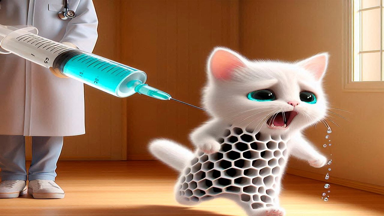 😭CUTE CAT IS AFRAID OF AN INJECTION💉😮#cat #funny #cute #sad #kitten # ...